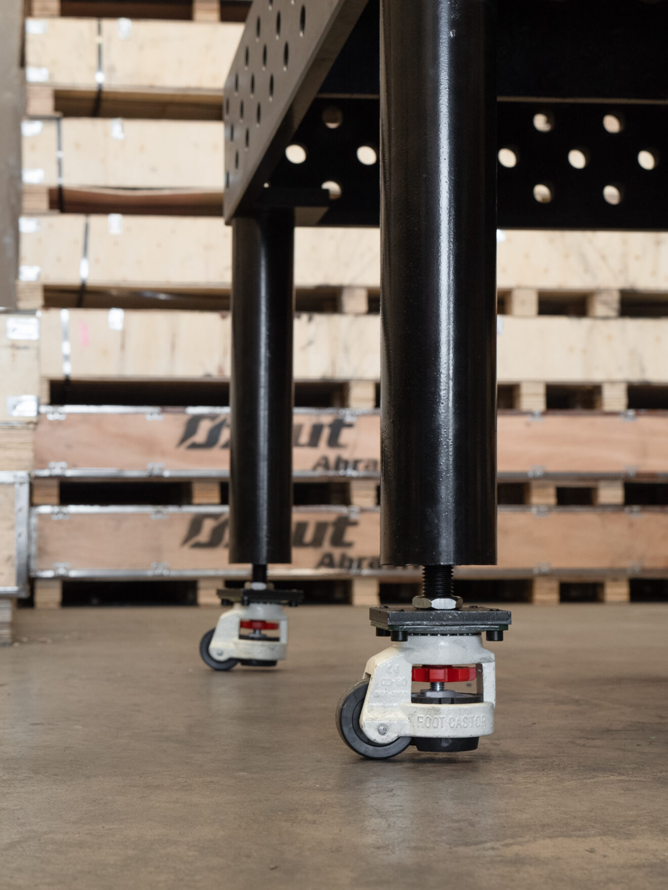 Standard Round Leg with Leveling Caster - Ozcut Abrasives